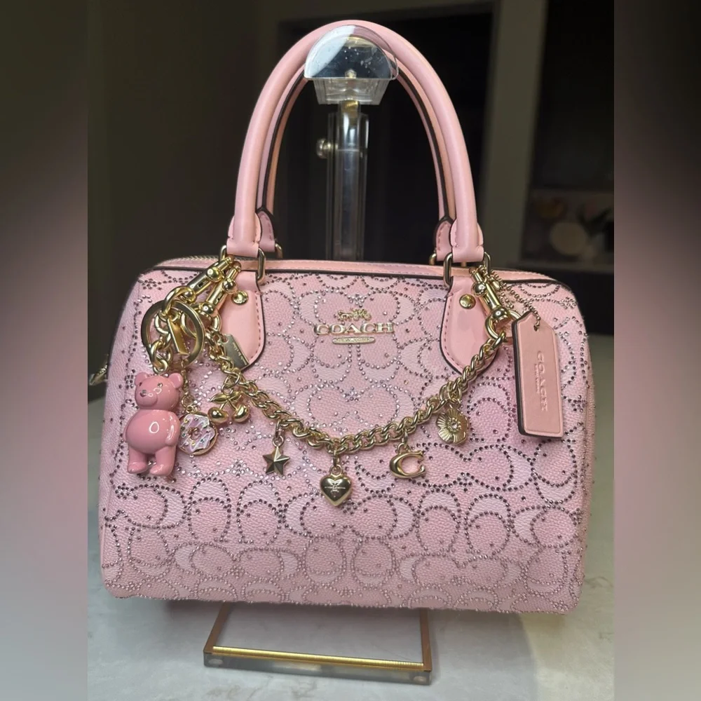 Coach | Bags | Coach Pink Rowan With Custom Crystal Design Added By ...